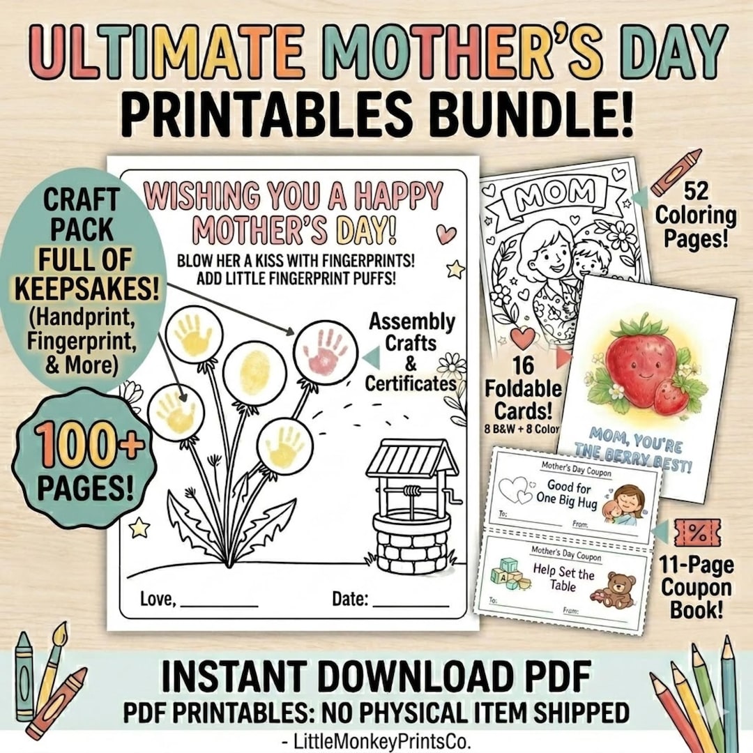 Printable Mother's Day Activities Bundle for Toddlers & Preschoolers ...