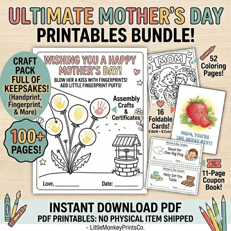 Printable Mother's Day Activities Bundle for Toddlers & Preschoolers ...
