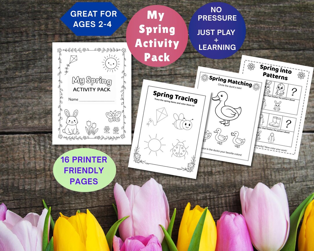 Spring Activity Pack for Toddlers Ages 2-4 Ink-friendly B&W Montessori ...
