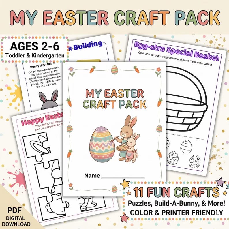 Easter Activity Pack & Craft Pack Bundle for Toddlers Ages 2–6 Ink ...