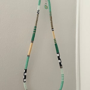 Green Shades of Beaded Necklace, Adjustable Handwoven Accessories ...