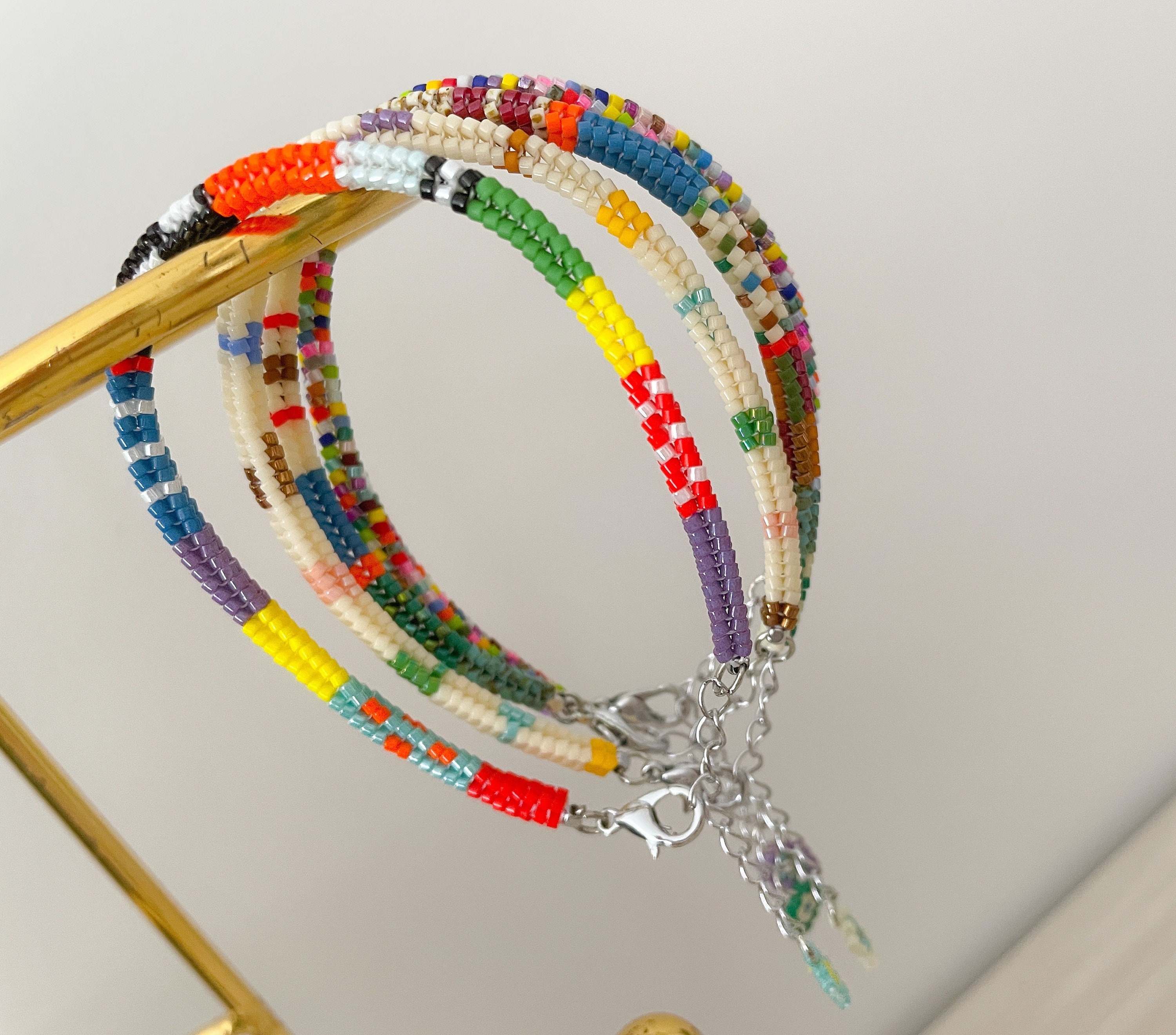 Handmade Beaded Bracelet, Hand-woven Multi-colored Bracelet, Adjustable ...