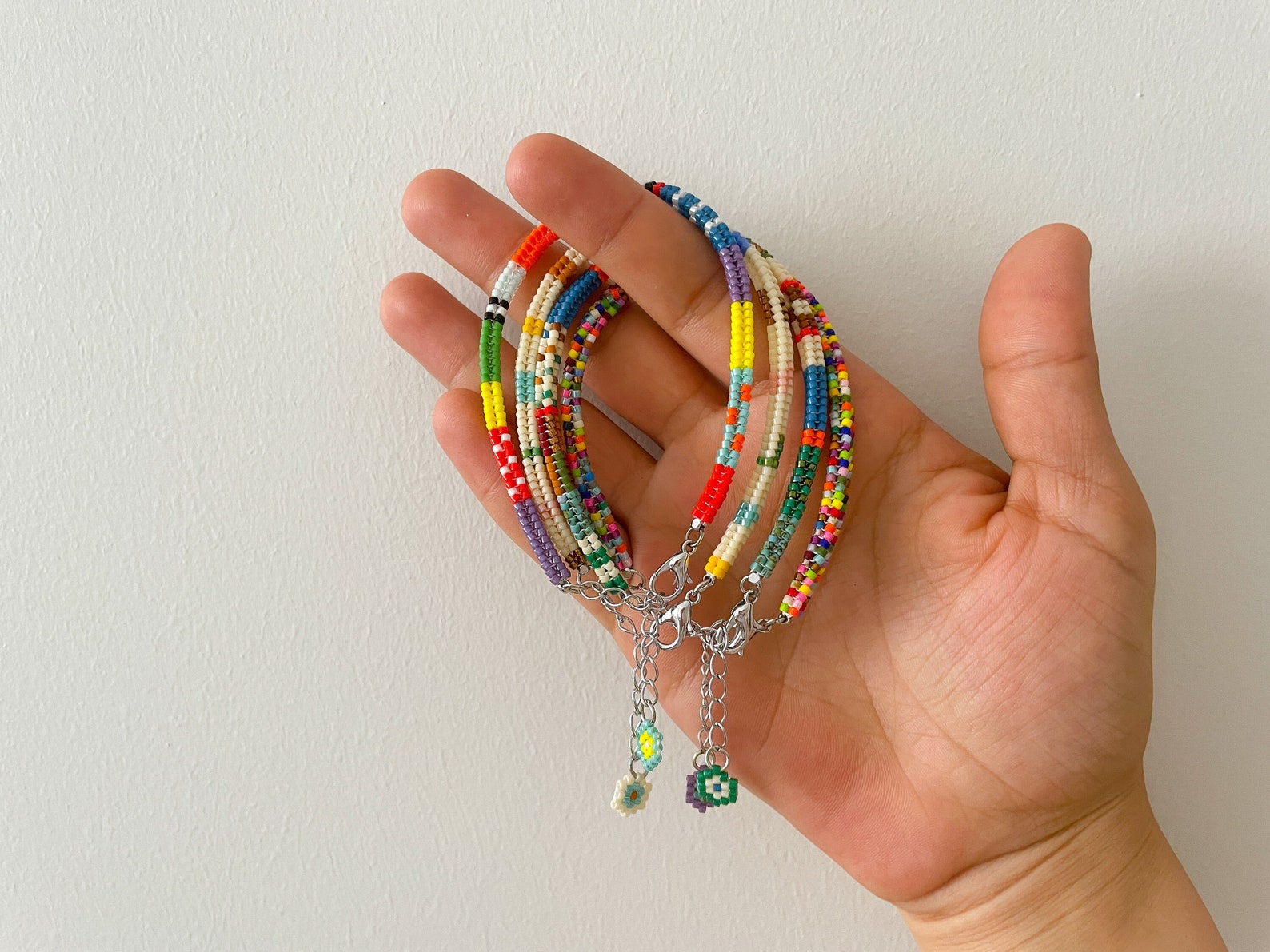 Handmade Beaded Bracelet, Hand-woven Multi-colored Bracelet, Adjustable ...
