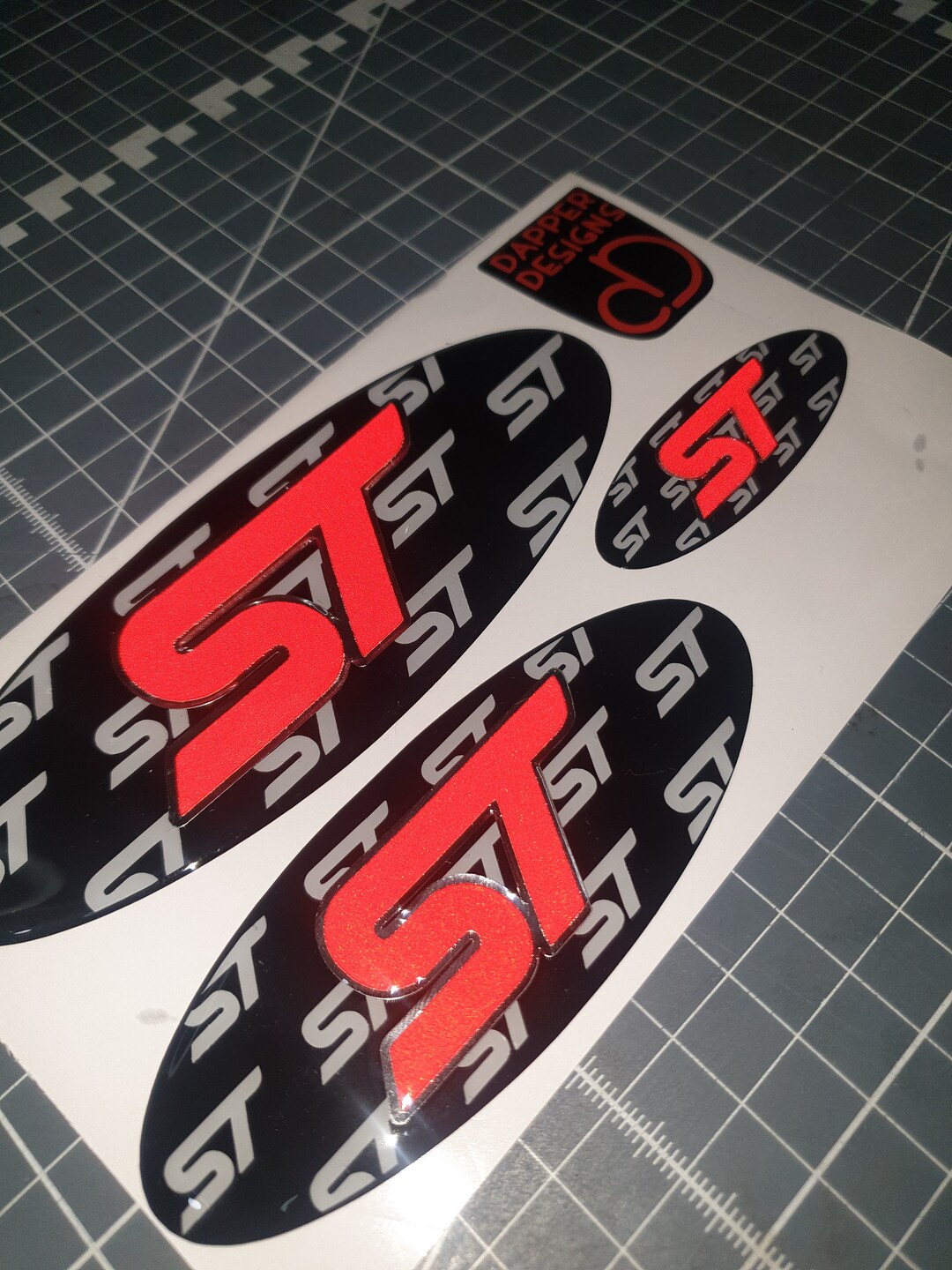 Ford Fiesta Mk6 3D Gel Badge Overlays ST Zs St-line Reflective Red ST ...