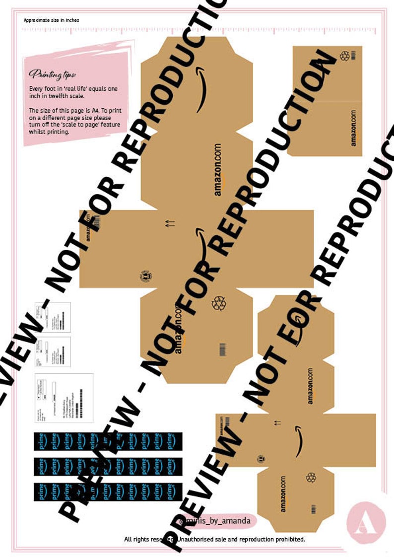 Printable Miniature Amazon Boxes for Dollhouse Model or - Etsy UK