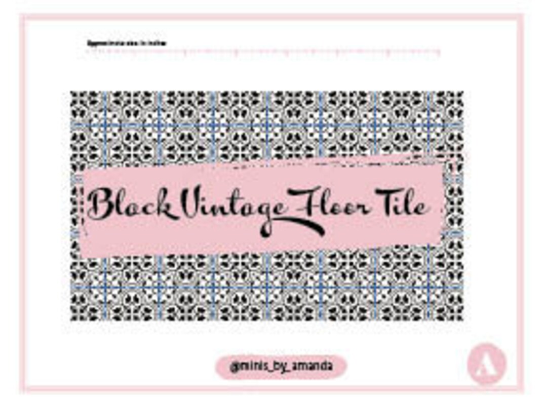 Printable Miniature Vintage Black and White Floor Tile for Dollhouse ...