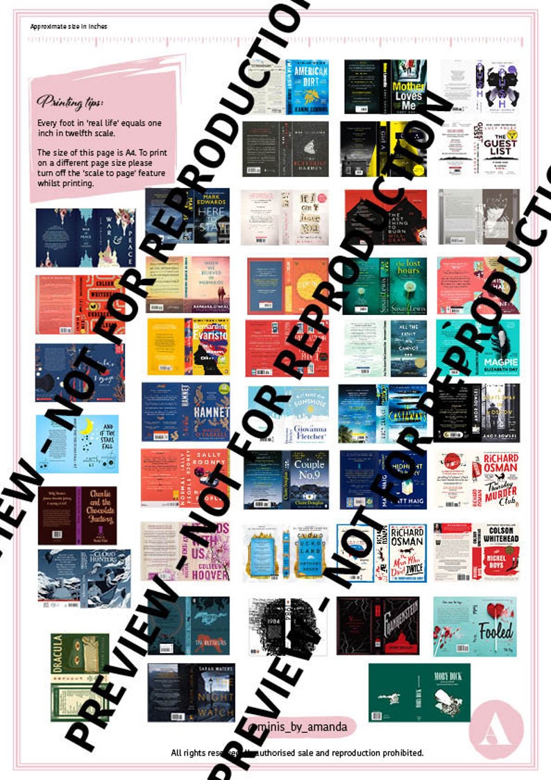 Printable Miniature Books for Dollhouse Model or Diorama - Etsy