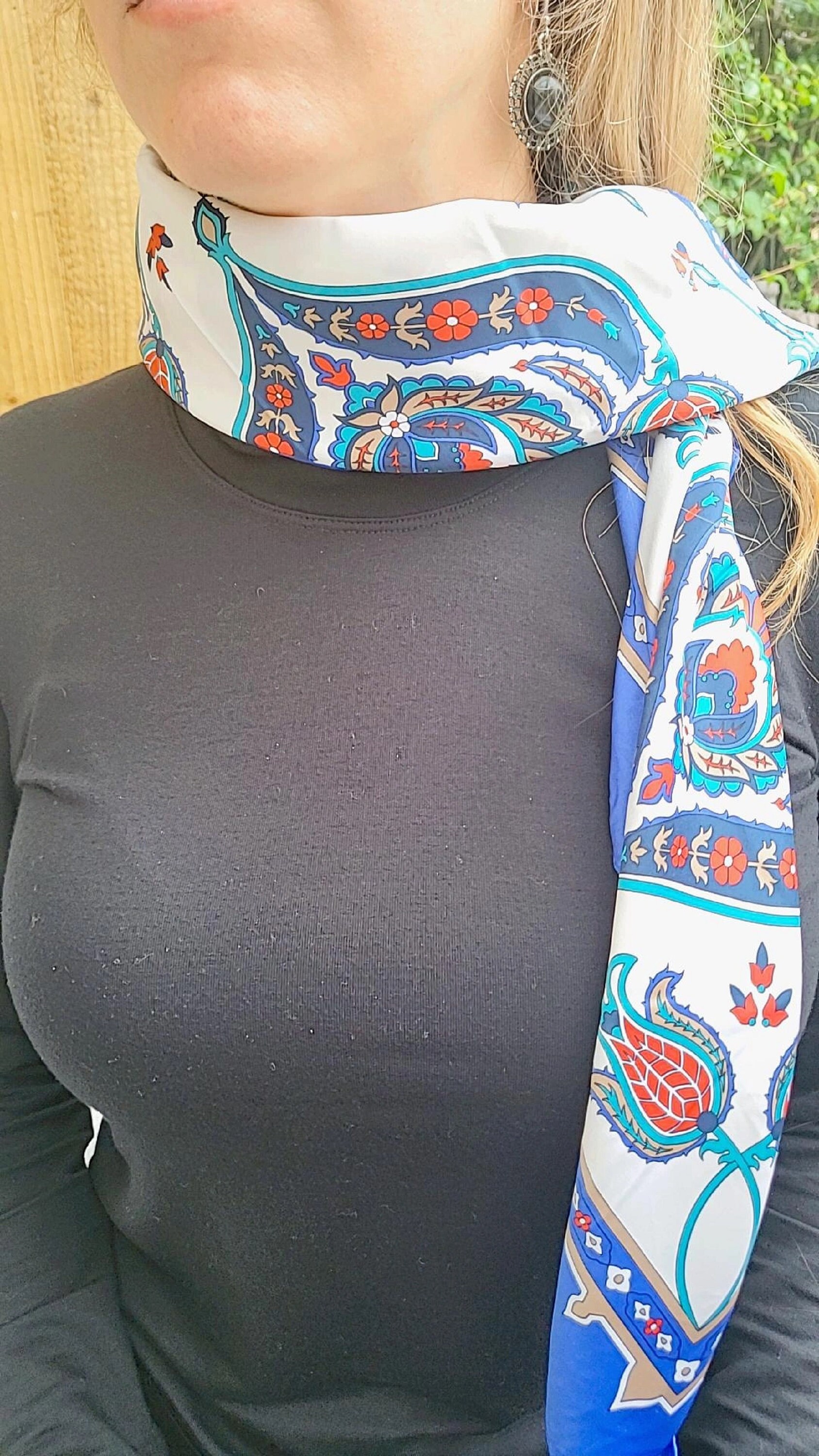 Ottoman Turkish Mosaic Tile Pattern Silky Scarves Neck Accessory ...