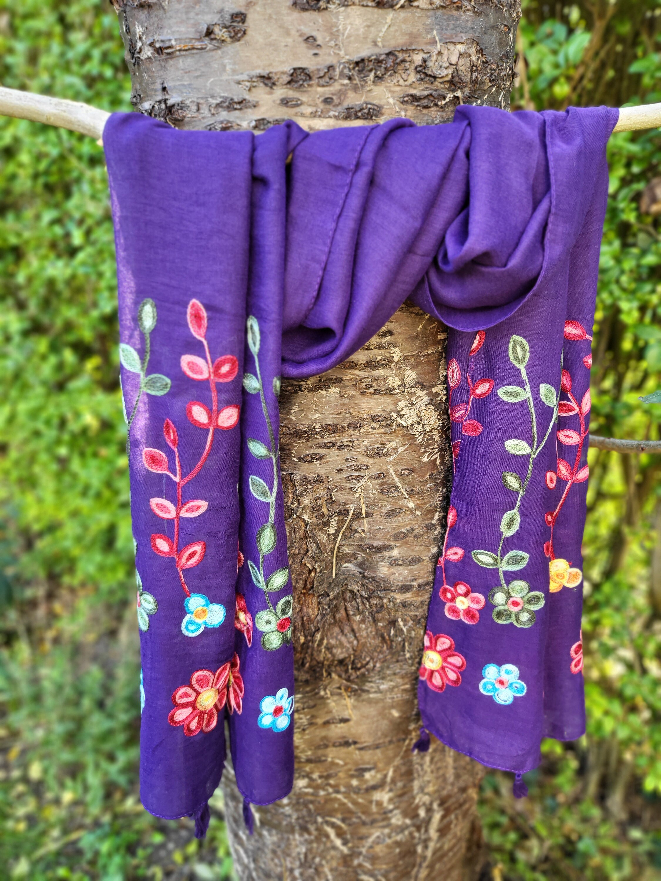 Embroidered Cotton Scarf: Floral Neckerchief Headband - Etsy