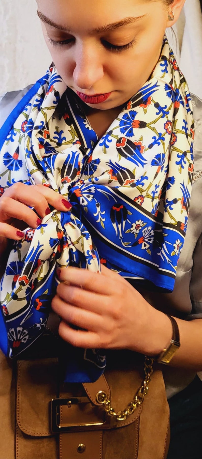 Turkish Silky Scarf: Mosaic Tile Pattern Neck Accessory - Etsy