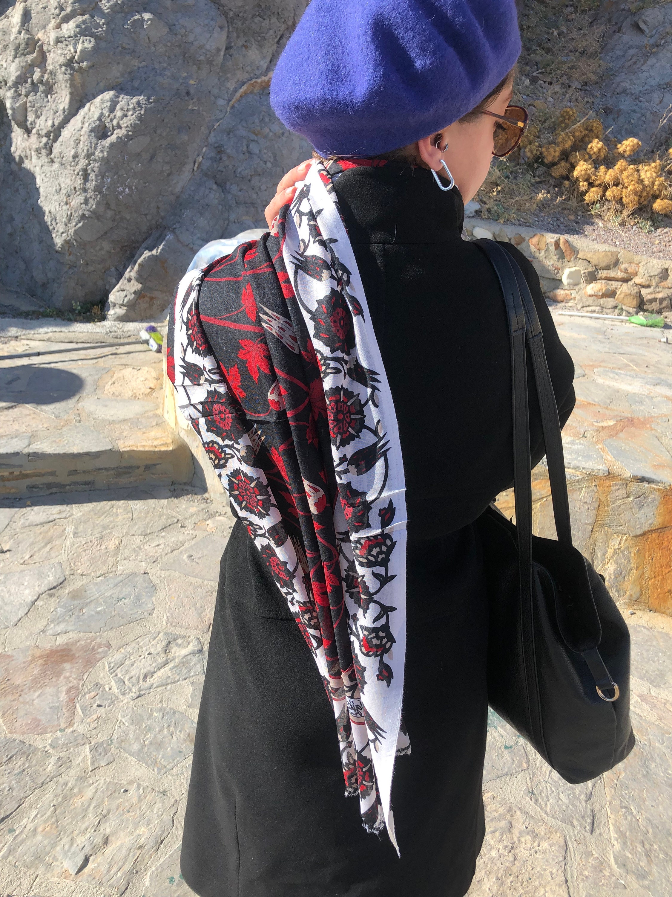 Ottoman Turkish Mosaic Tile Scarf: Silky Black Pashmina - Etsy