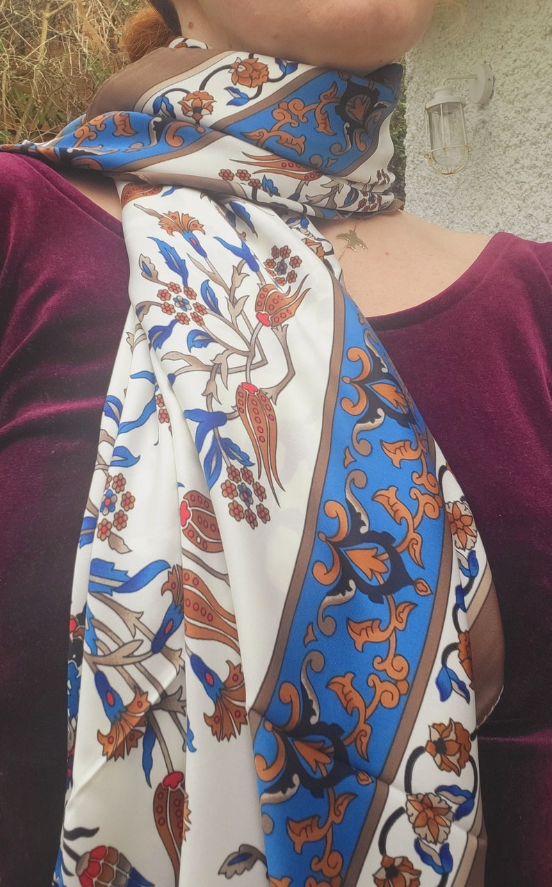 Art Antique Ottoman Turkish Mosaic Tile Pattern Silky Scarves ...