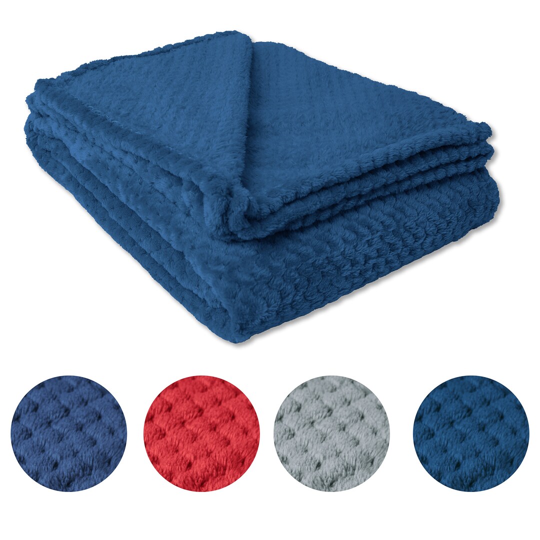 Blanket Flannel Fleece Bed Warm Cosy Waffle Throw Over Blanket Ultra ...