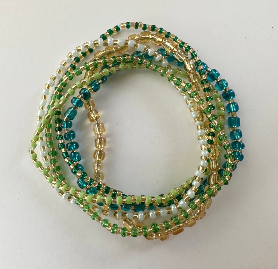 Boho Seed Bead Stackable Bracelets, Set of Six, Small Glass Seed Beads ...