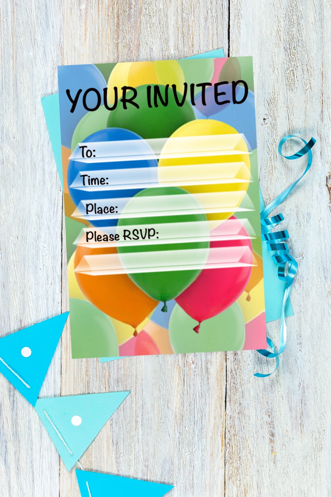 Your Invited! Balloons, Party Invitation, DIY, Customizable, Printable ...