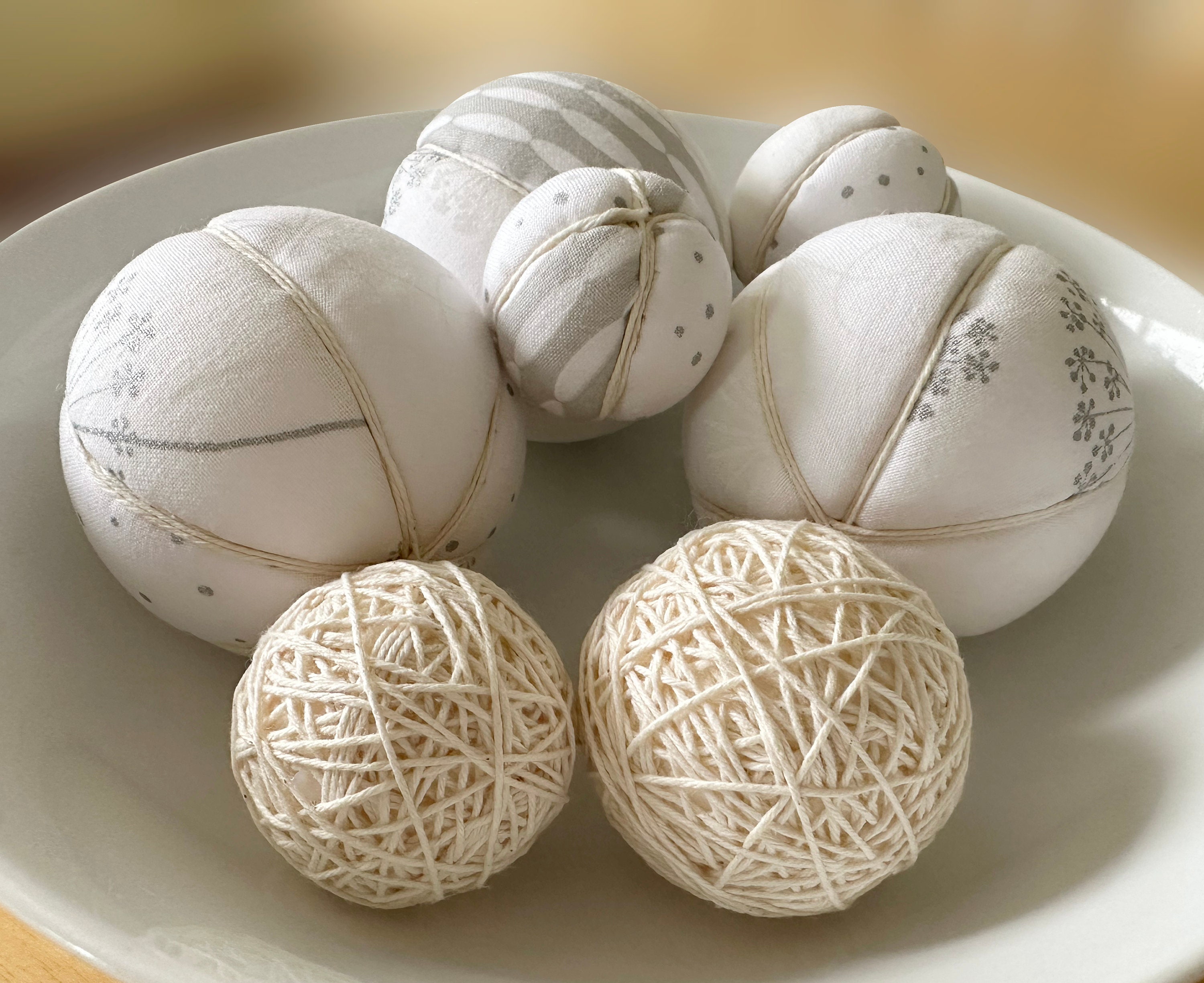 Hand Made Decorative Cloth Covered Balls - Various Sizes, 7 Total ...