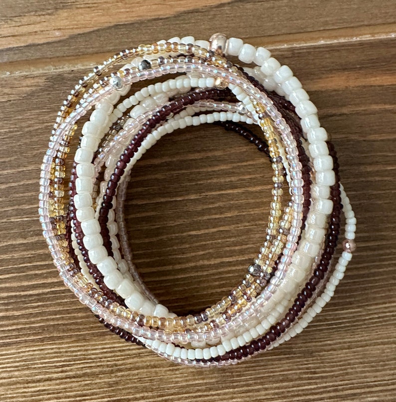 Boho Glass Seed Bead Bracelet, Earthy Pink Cream Colors - Etsy