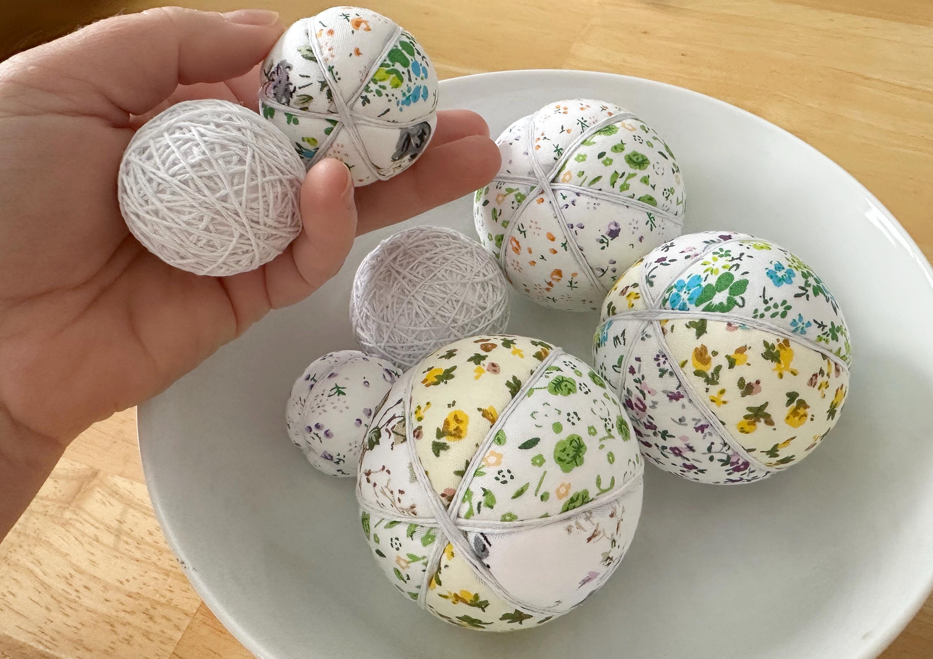 Set of 7 Hand Made Decorative Cloth Covered Balls, Bowl/vase Fillers ...