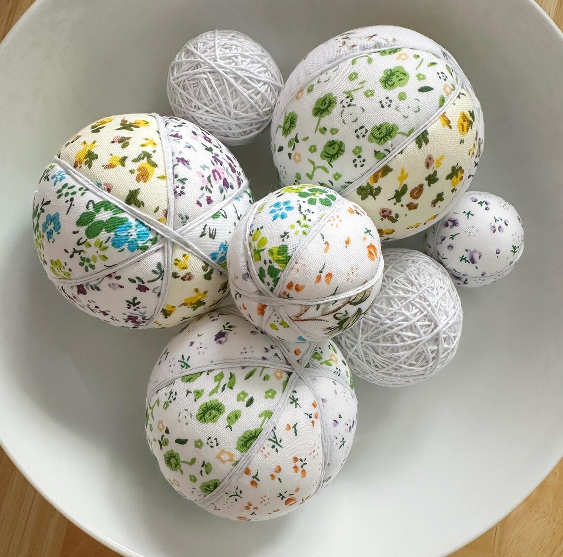 Set of 7 Hand Made Decorative Cloth Covered Balls, Bowl/vase Fillers ...