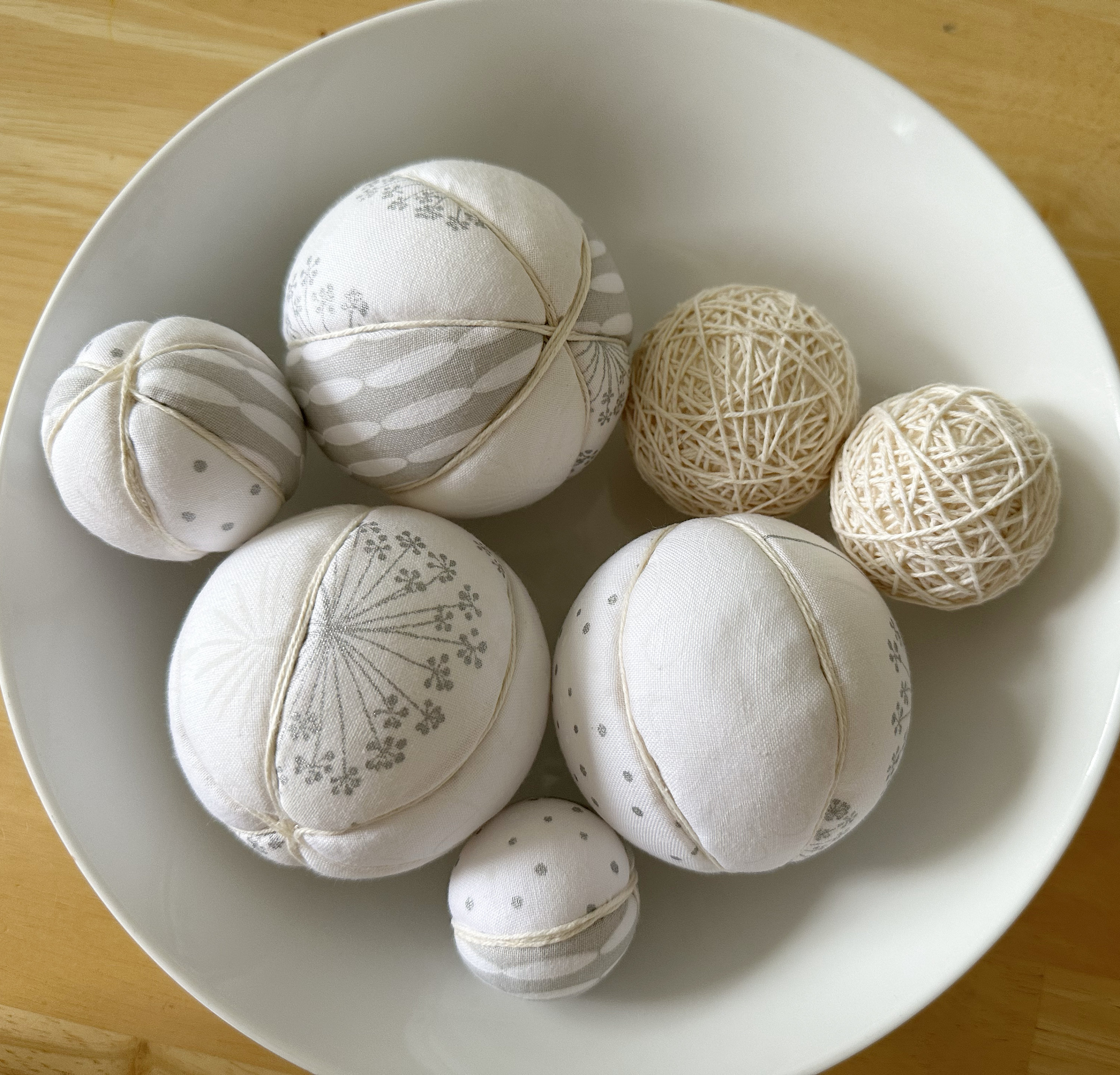 Hand Made Decorative Cloth Covered Balls - Various Sizes, 7 Total ...