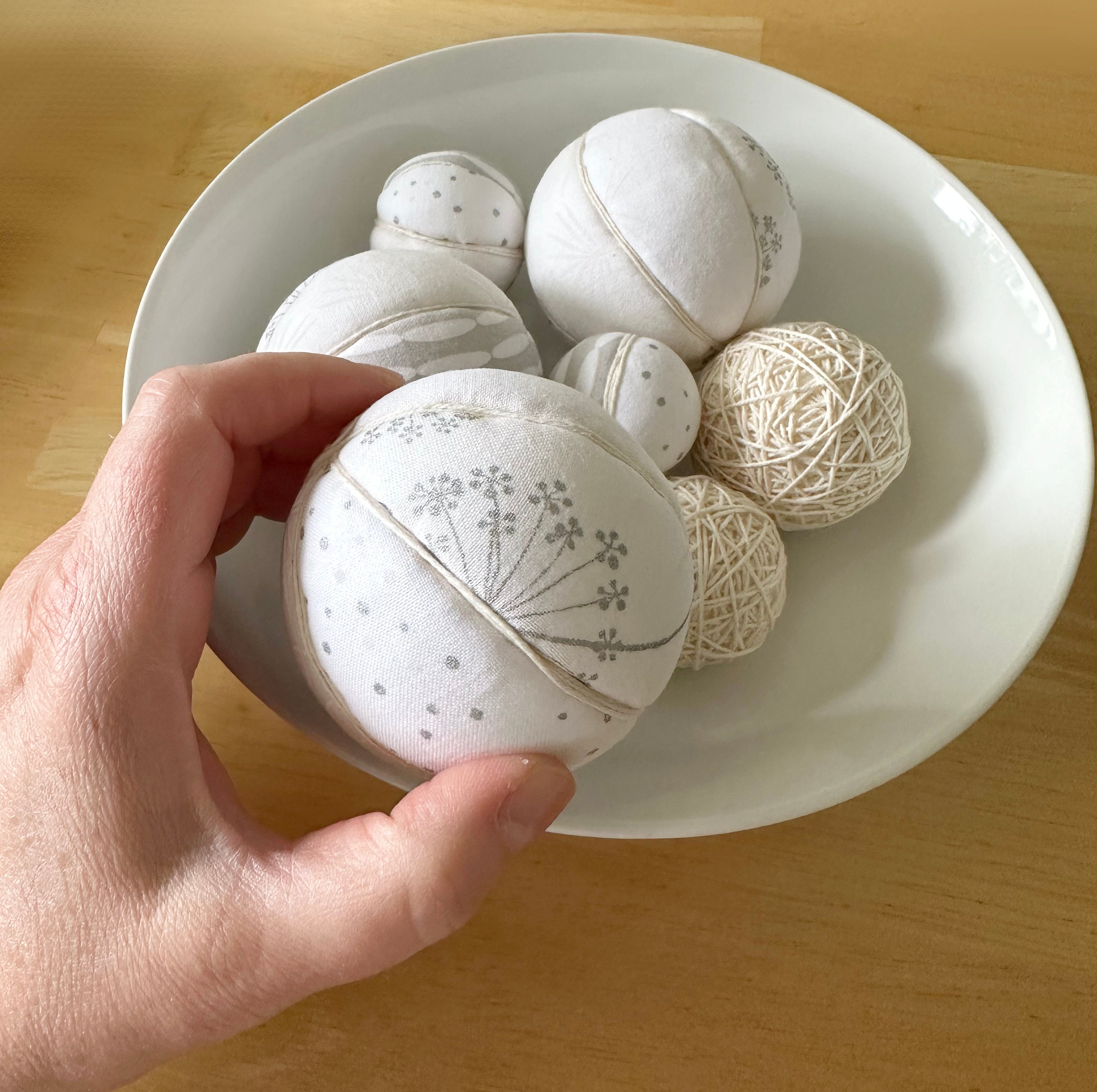 Hand Made Decorative Cloth Covered Balls - Various Sizes, 7 Total ...