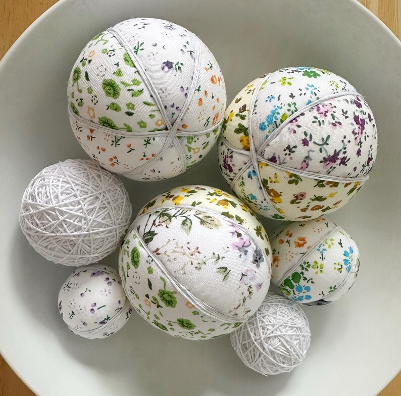 Set of 7 Hand Made Decorative Cloth Covered Balls, Bowl/vase Fillers ...