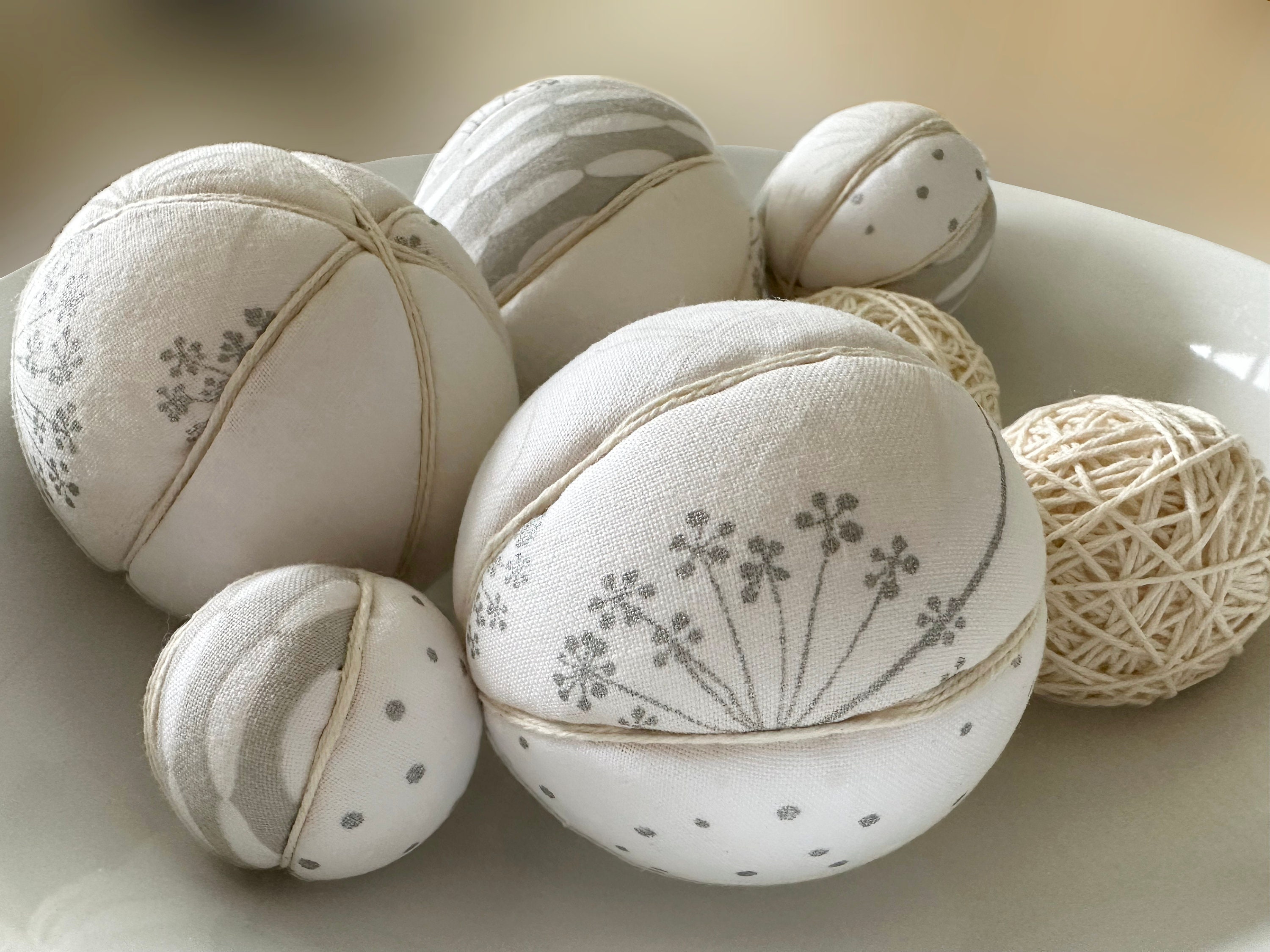Hand Made Decorative Cloth Covered Balls - Various Sizes, 7 Total ...