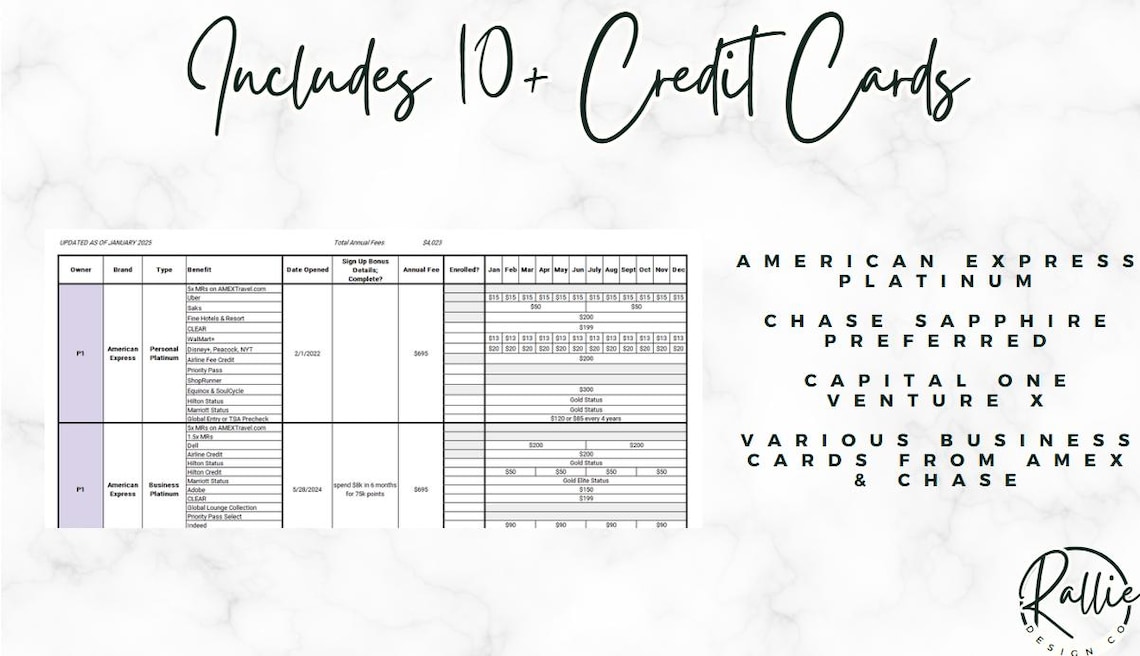 Credit Card Rewards Tracker: Points & Perks Spreadsheet (digital ...