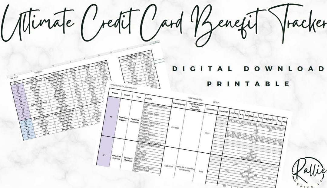 Credit Card Rewards Tracker: Points & Perks Spreadsheet (digital ...