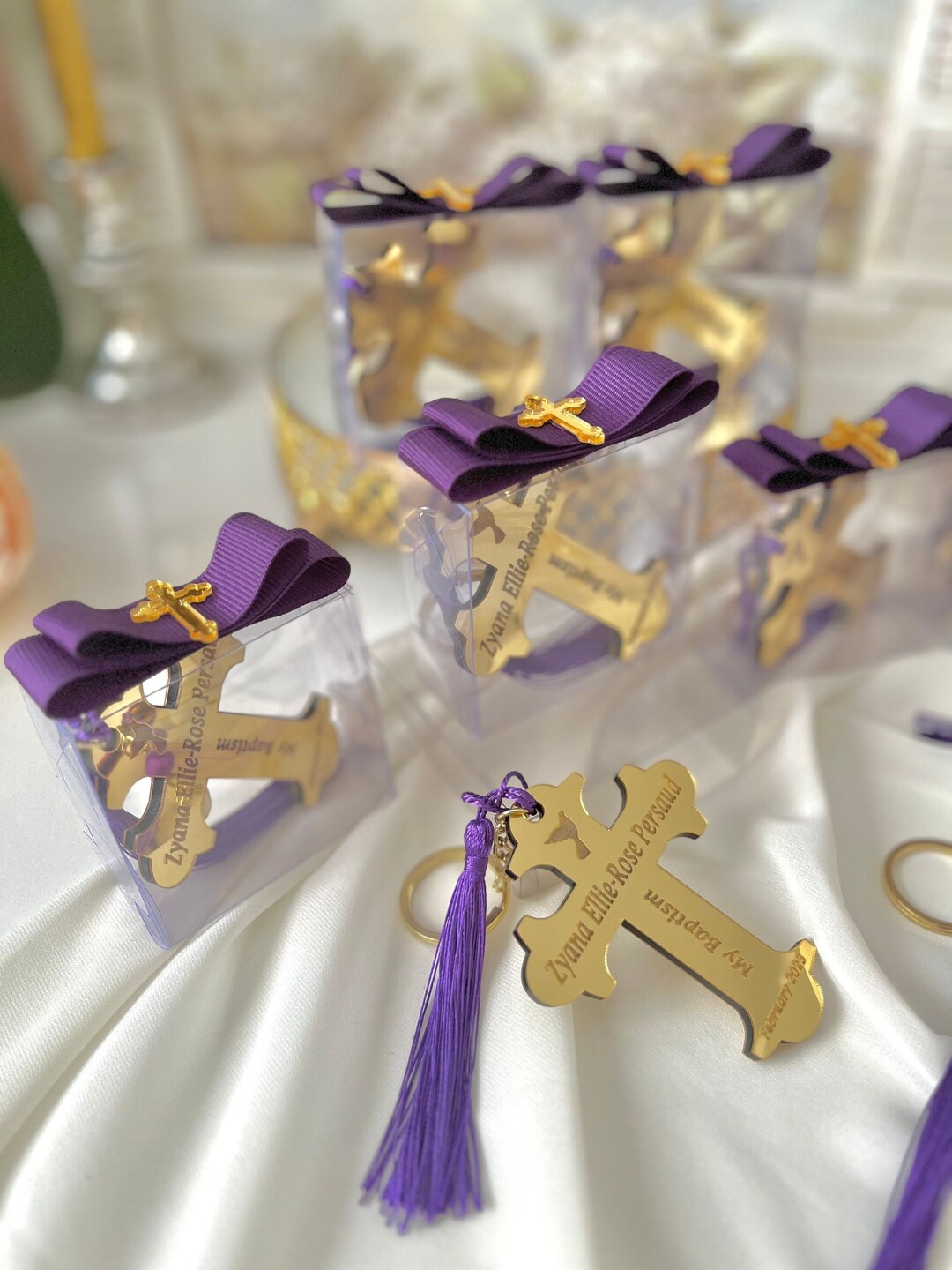 Personalized Acrylic Cross Keychain, Baptism Christening Favors - Etsy