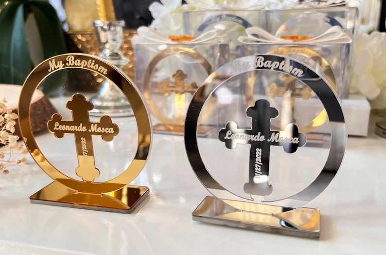 Unique Christening Cross Acrylic Mirror Favor Boy Baptism - Etsy