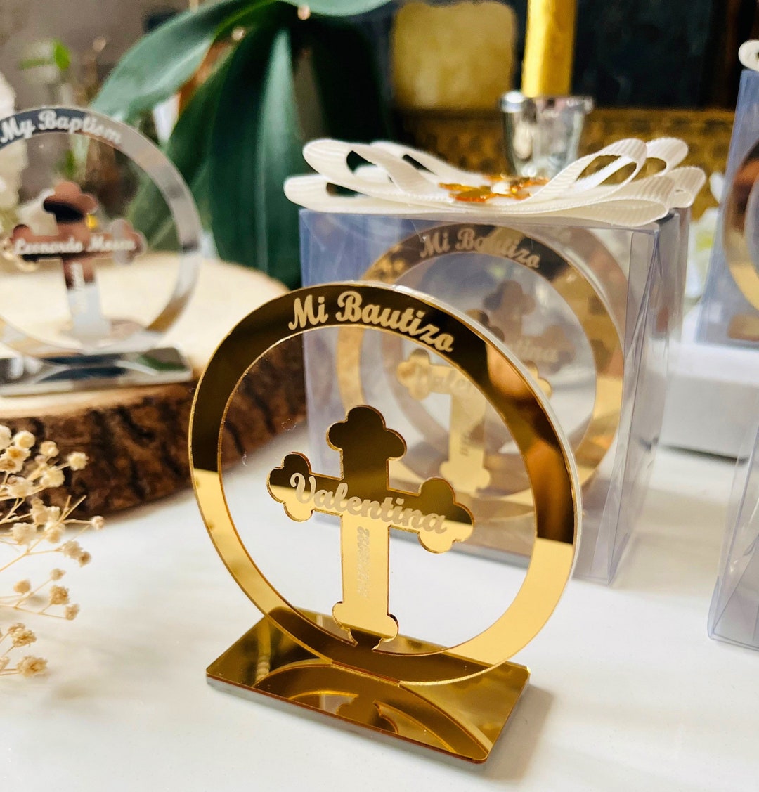 Christening Acrylic Mirror Favors, Baptism Souvenir, Personalized Cross ...