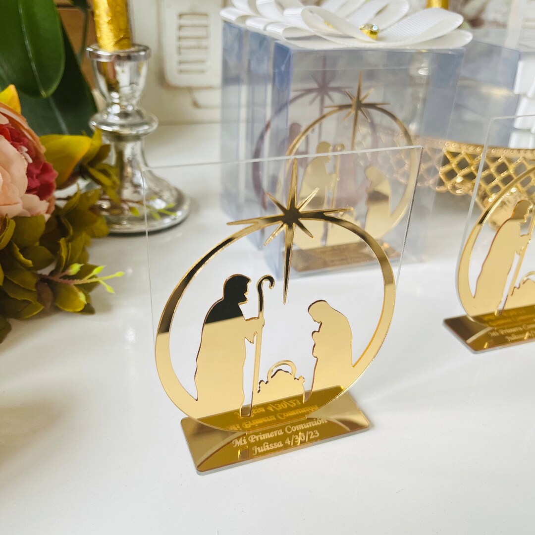 Custom Acrylic Nativity Scene Favors, Baptism Communion Christmas Gift ...
