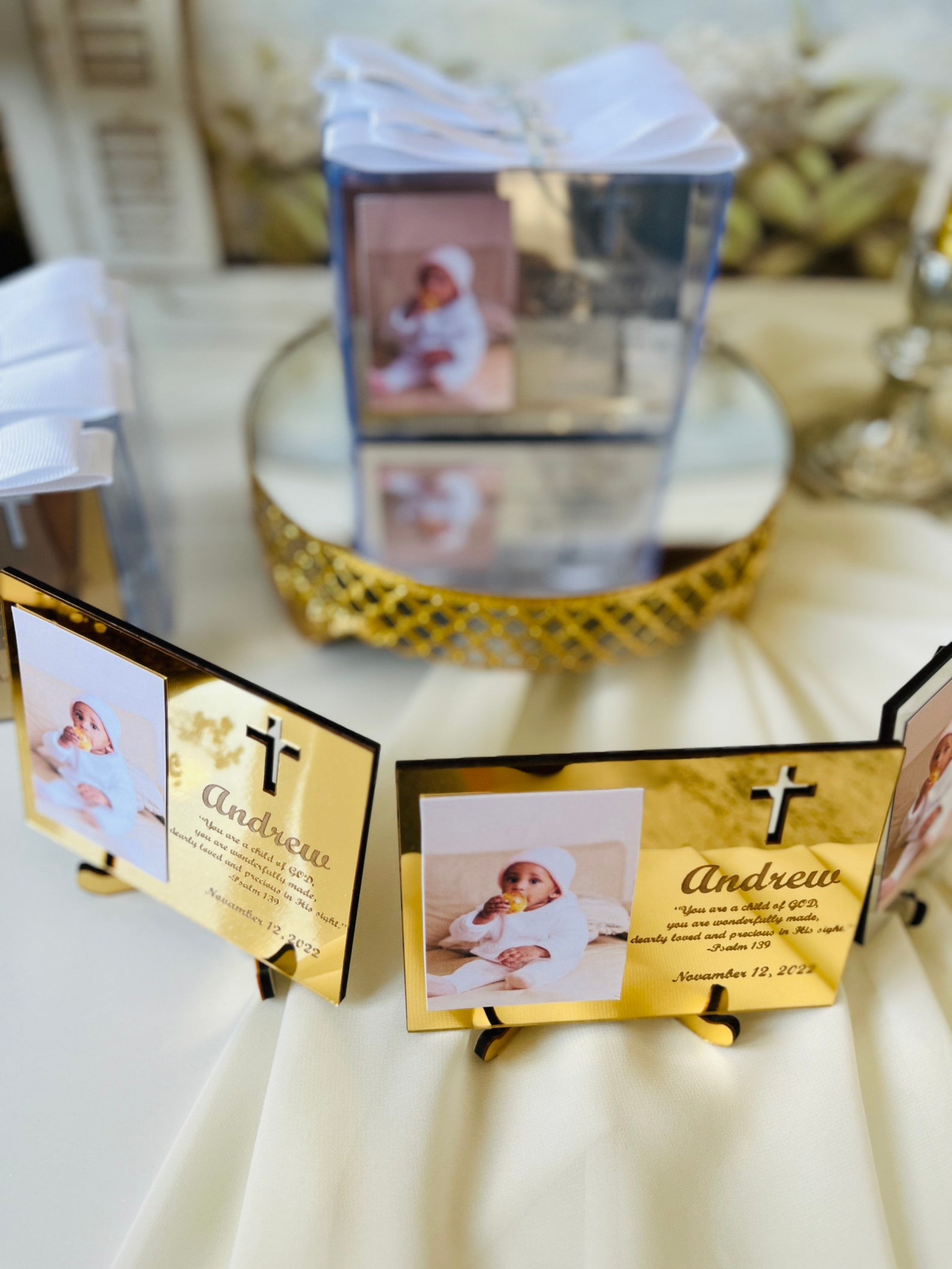 Personalized Acrylic Baptism Favor, Cross Photo Frame Keepsake - Etsy