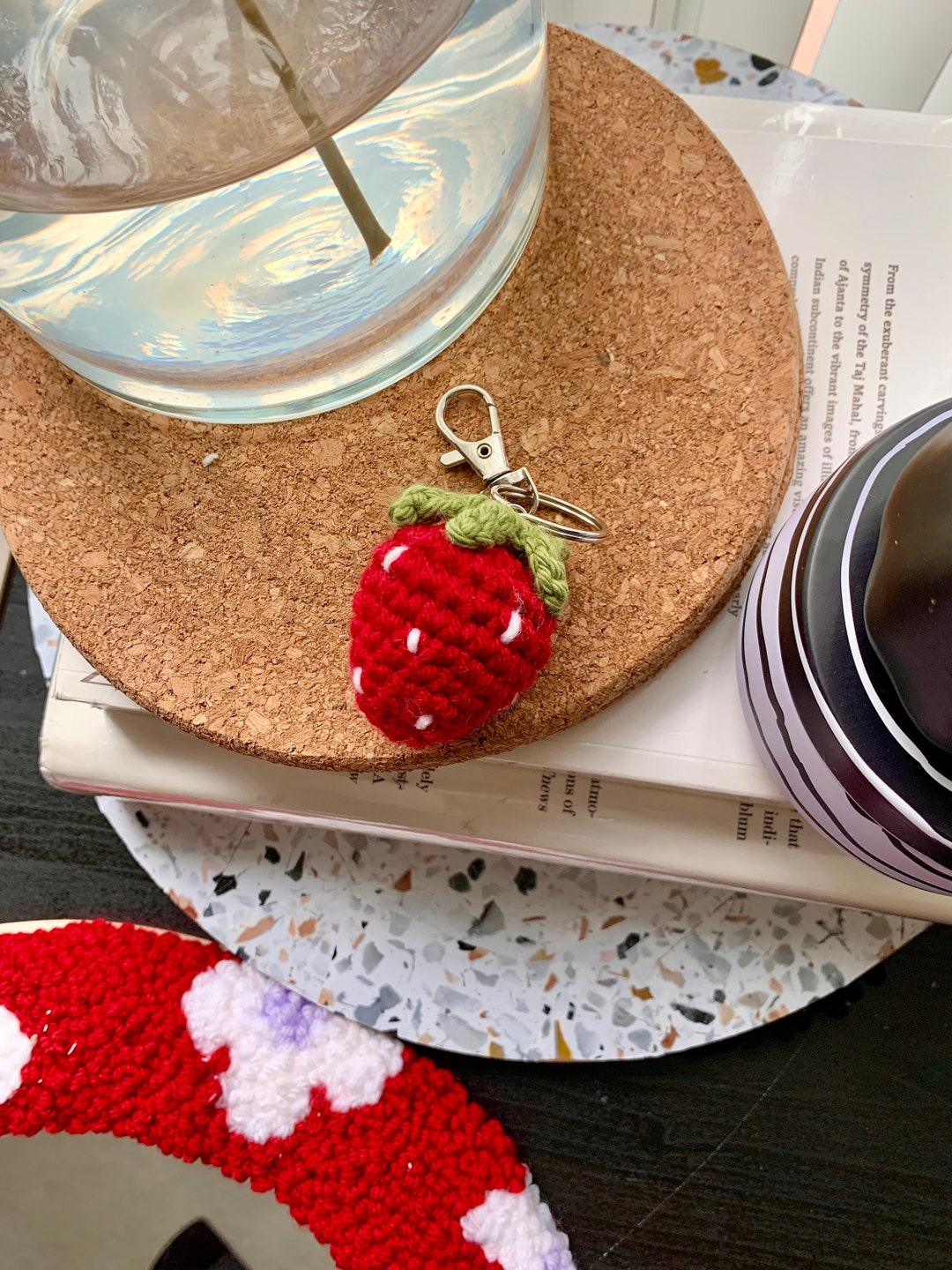 Crochet Strawberry Keychain - Etsy