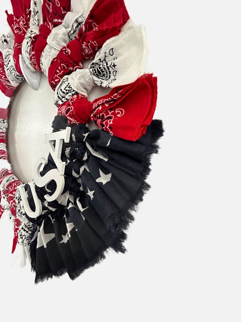 Patriotic Bandana Front Door Wreath, Bandana Wreath, USA Wreath ...