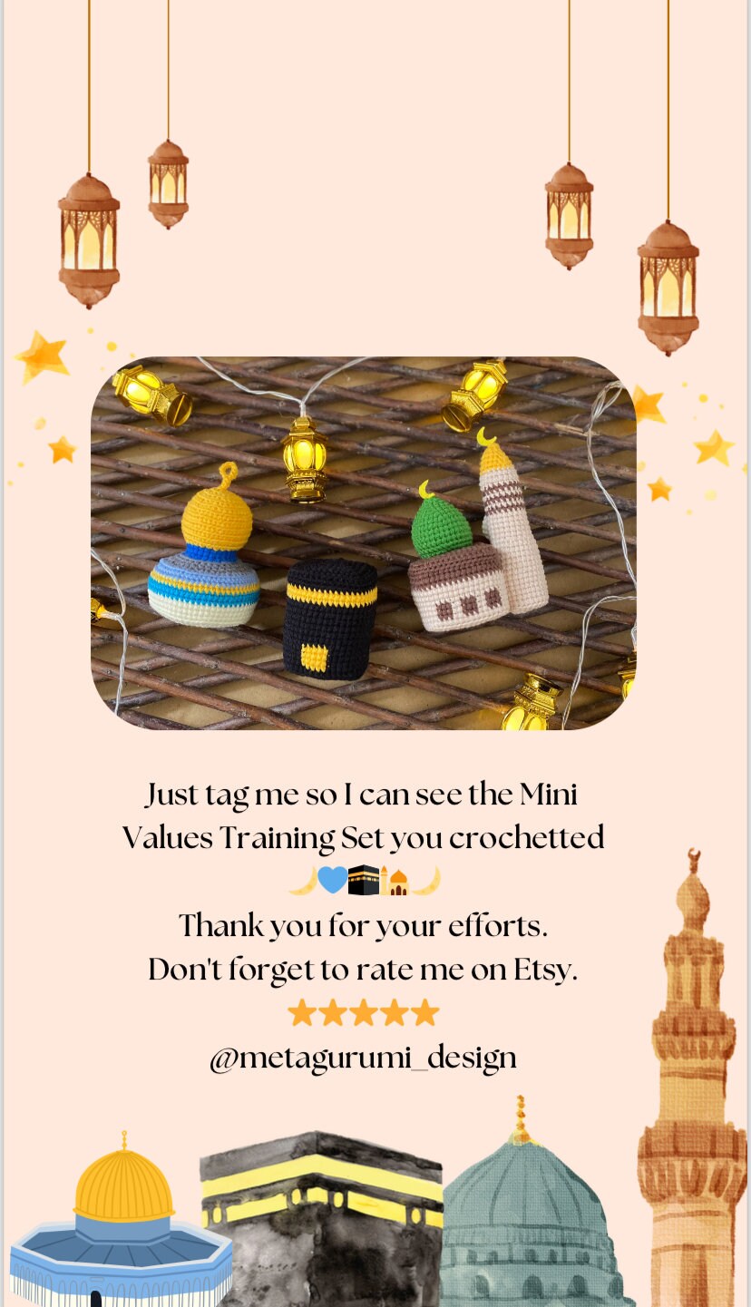 Crochet Pattern Mini Islamic Values Set, Crochet Masjid Al Aqsa, Kaaba ...
