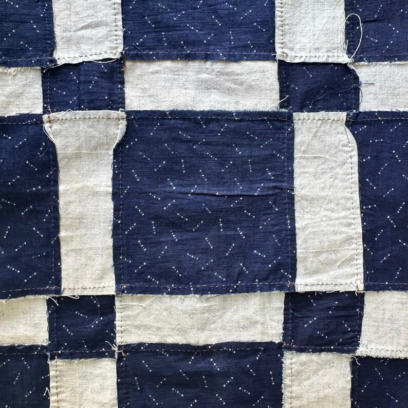 2 Indigo Blue and Shirting Quilt Blocks Humble Quiltsfree Shipping ...