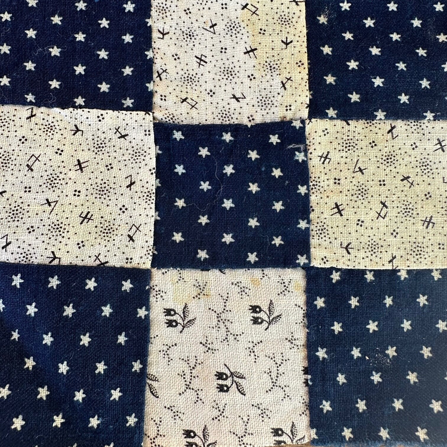 2 Indigo Blue and Shirting Quilt Blocks Humble Quiltsfree ...