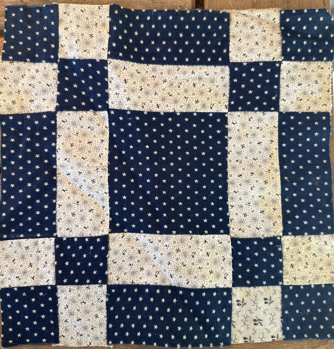 2 Indigo Blue and Shirting Quilt Blocks Humble Quiltsfree ...