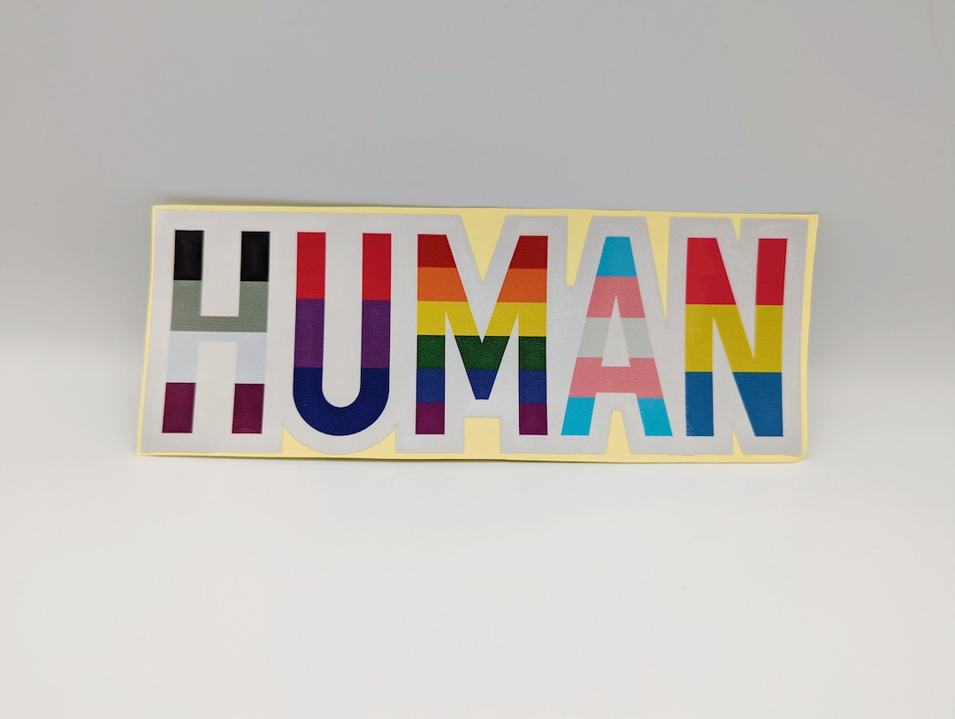B - Grade Pride HUMAN Sticker Pride Flag | LGBTQ Pride Heart Novelty ...