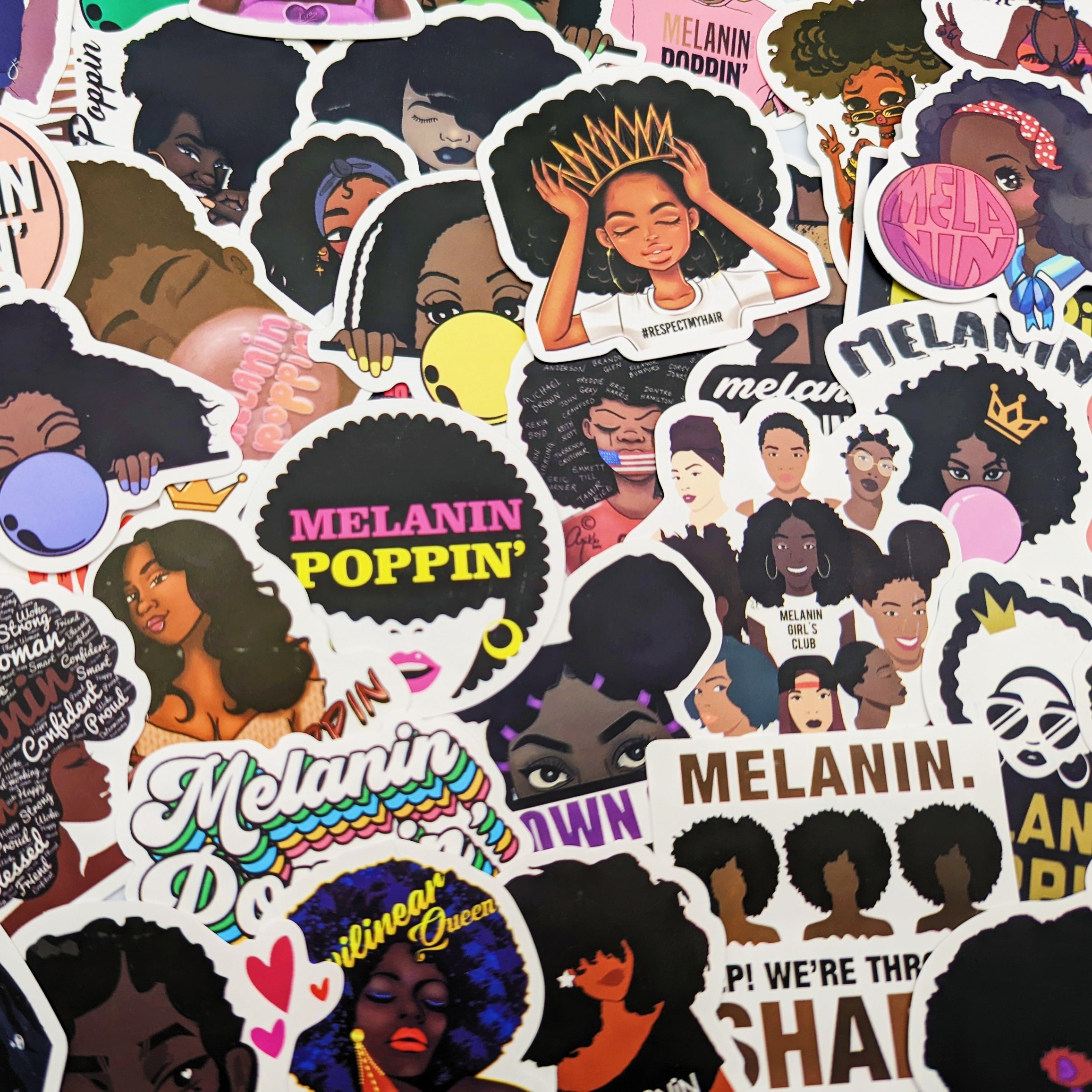 Sticker Set Black Girl | Afro Puffs Black Queen | Melanin Popping ...