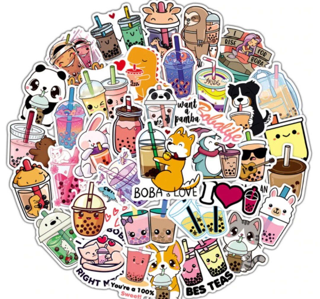 Bubble Tea Sticker Pack | Candy Kawaii Journal Sticker | Boba Tea ...