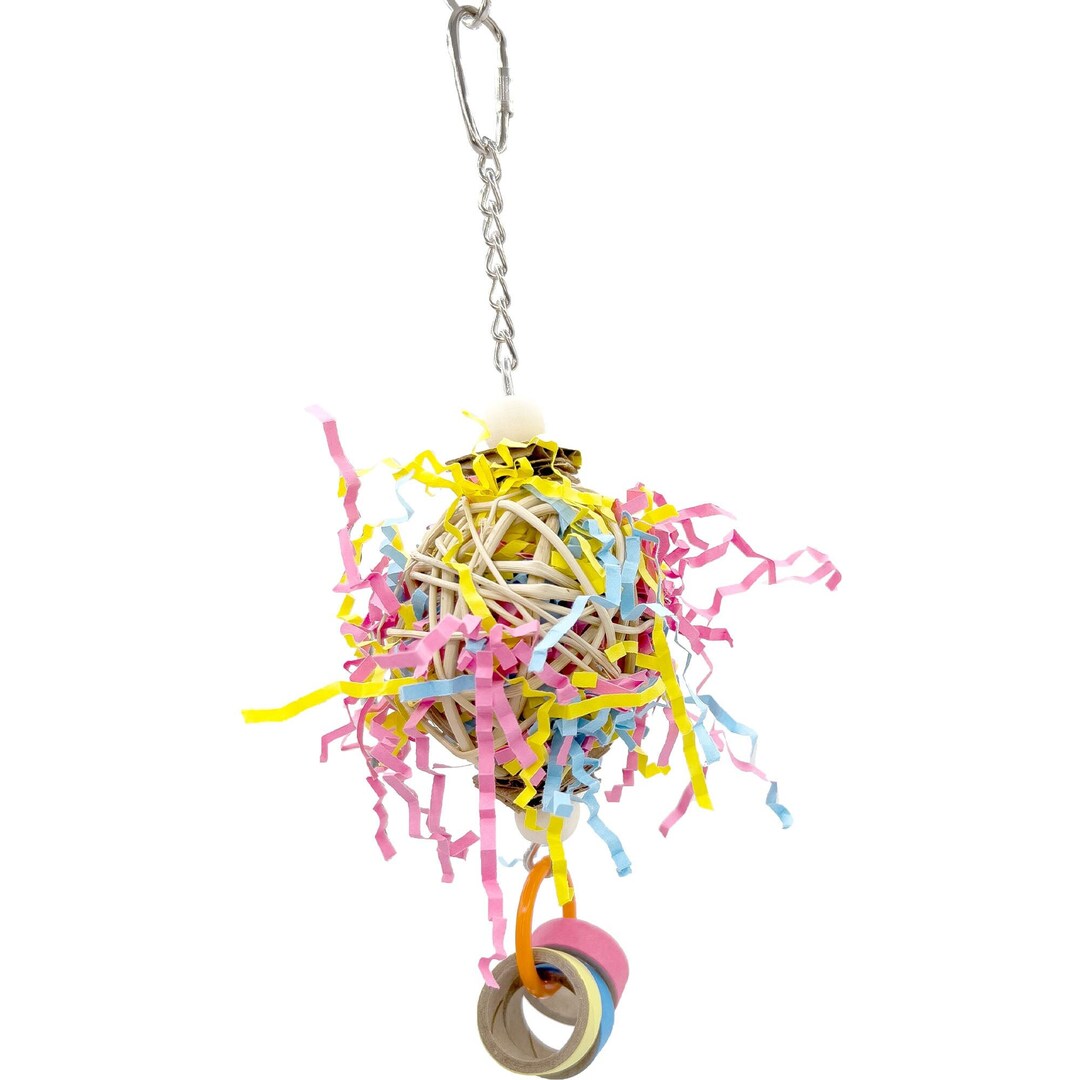 1085 Small Bagel Biter Shred Ball Handcrafted Colorful Foraging Bird ...