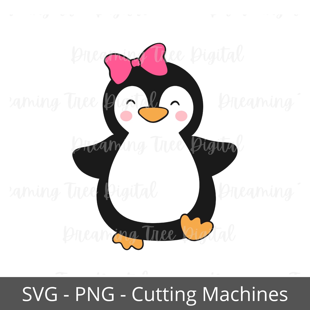 Pink Bow Penguin SVG, Penguin Svg, Penguin Svg Baby, Layered Cut File ...