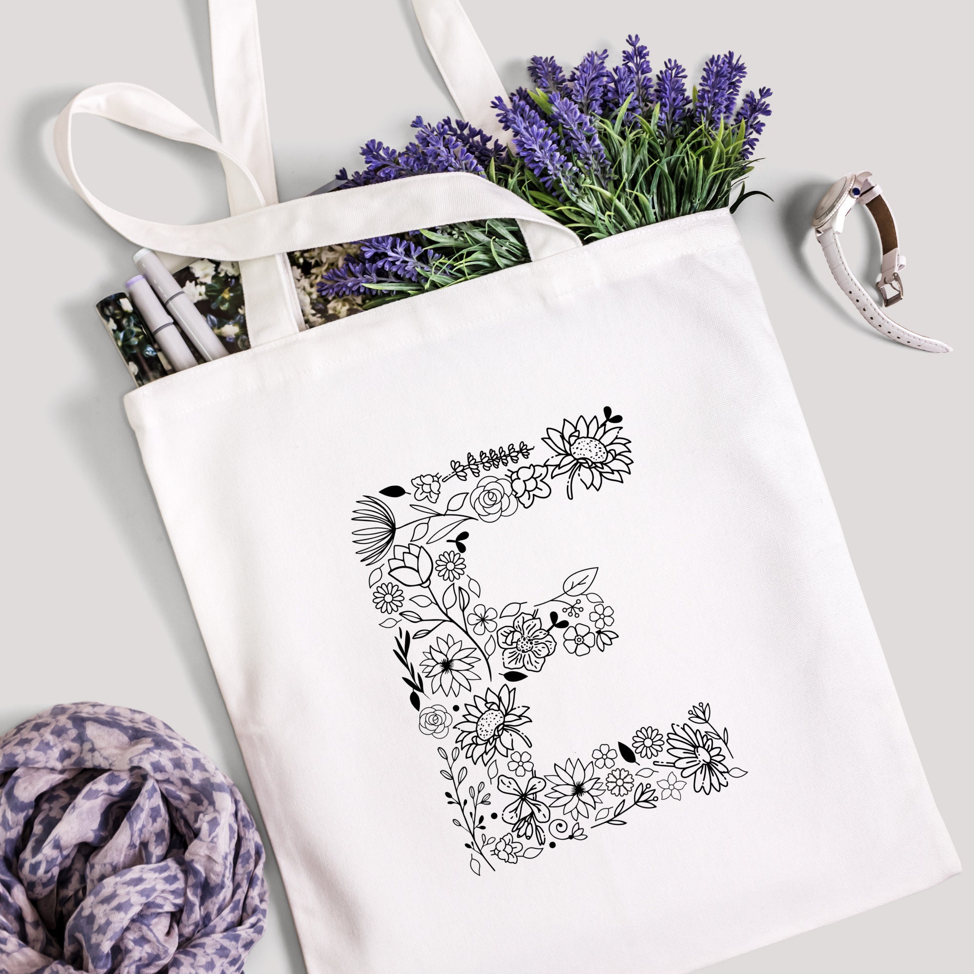 Letter E Floral SVG PNG Floral Monogram Digital File Floral - Etsy