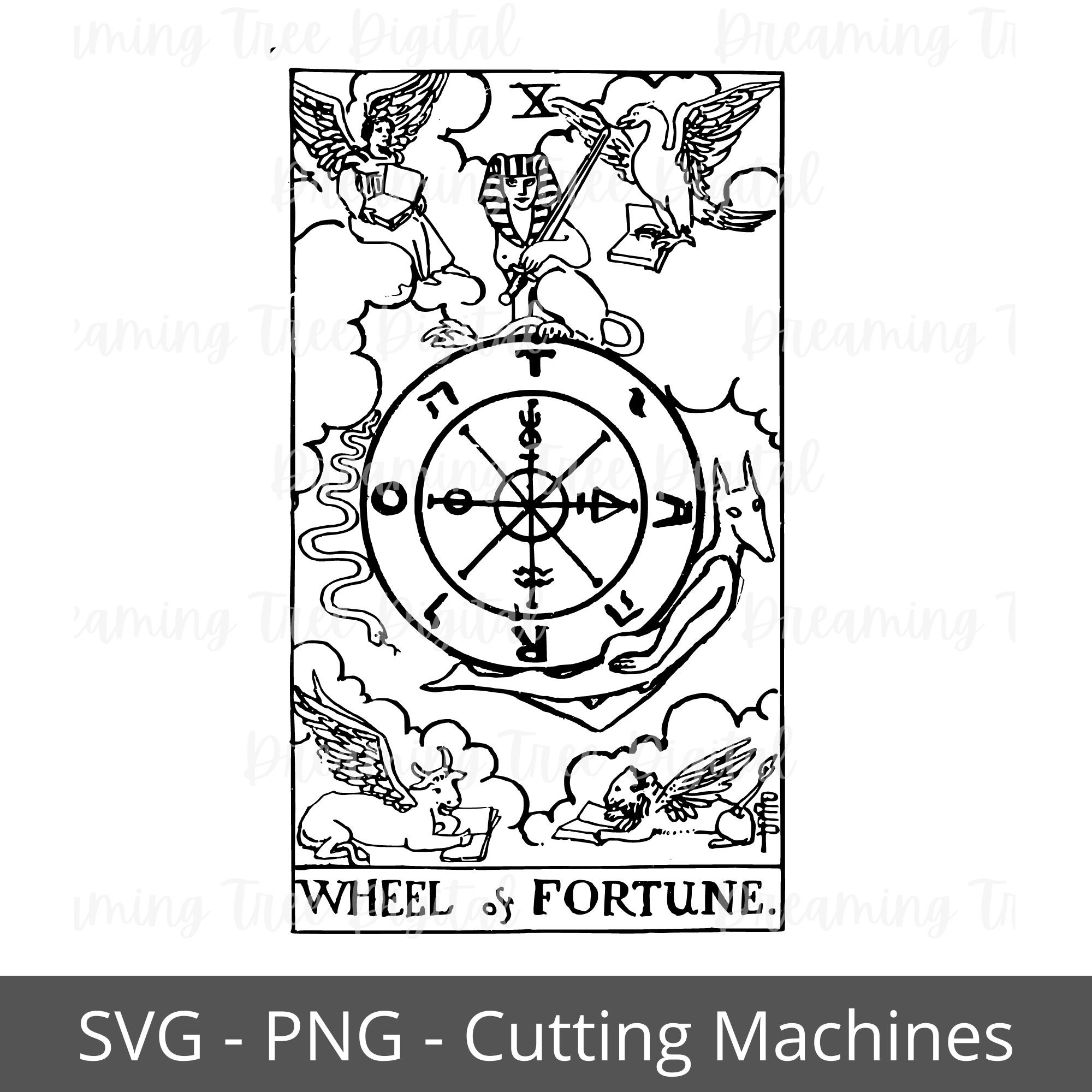 Wheel of Fortune Tarot Card SVG Tarot PNG Instant Download - Etsy