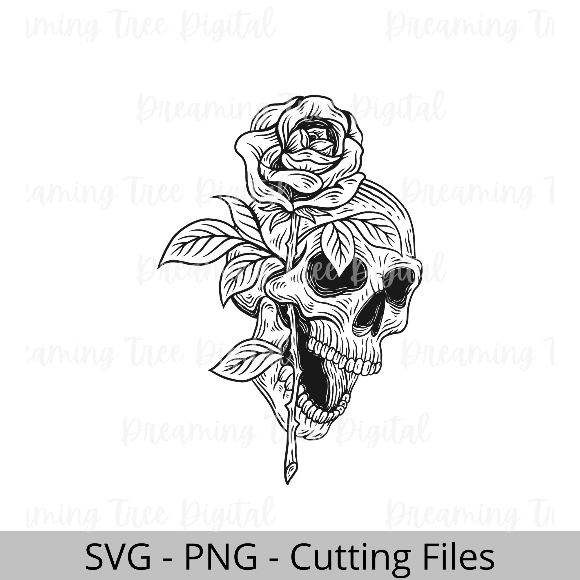 Rose Skull SVG Floral Skull PNG Halloween Skull Svg Digital - Etsy