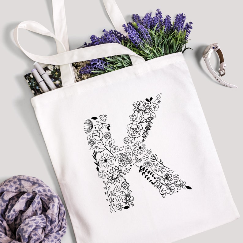 Letter K Floral SVG PNG Floral Monogram Digital File Floral - Etsy