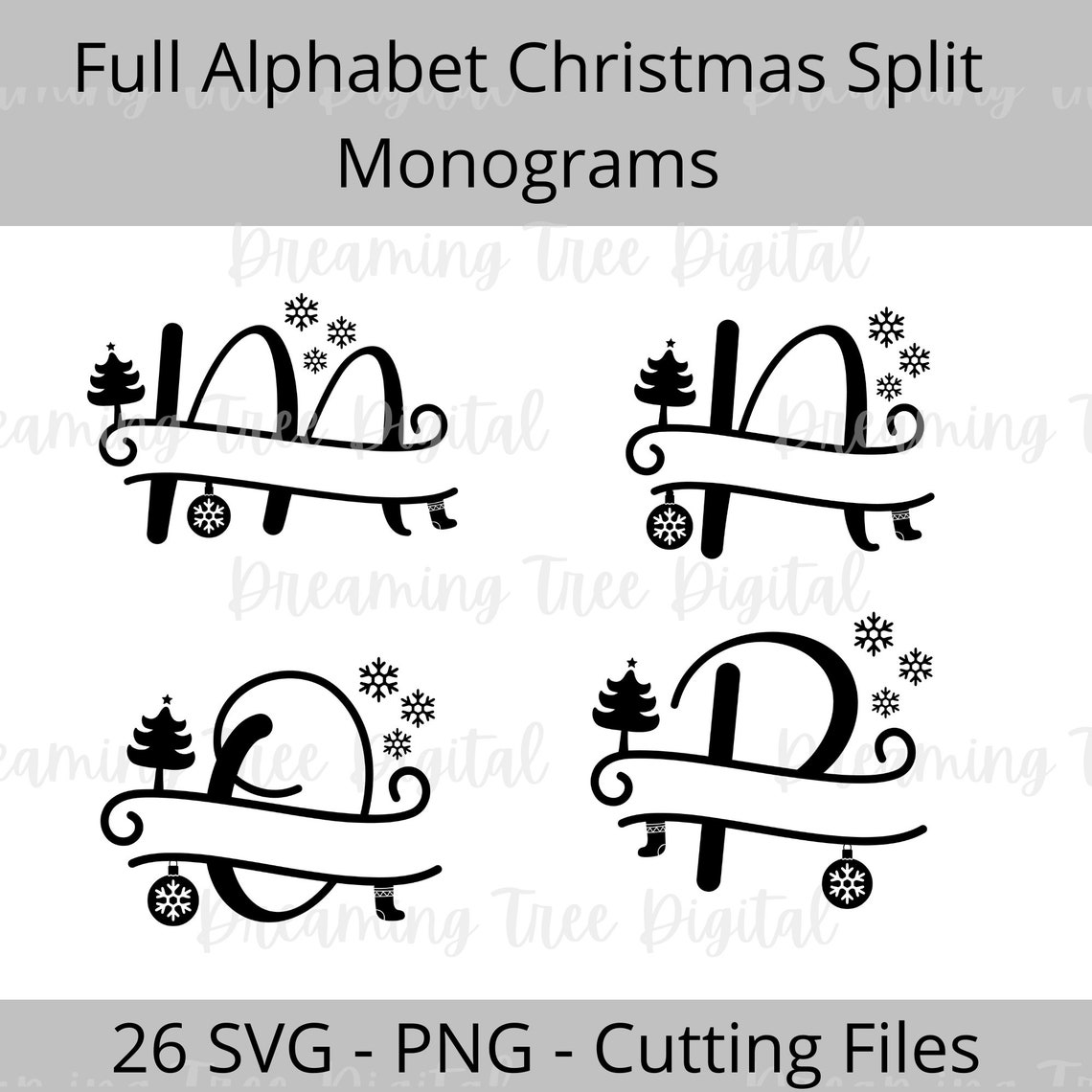 Christmas Split Monogram SVG Full Alphabet Family Christmas - Etsy